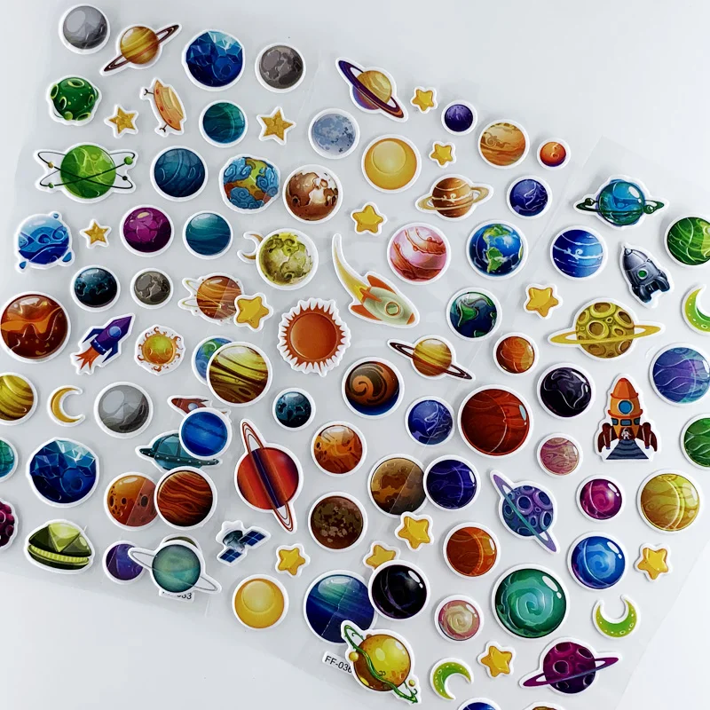 4-Sheets-set-3D-Space-Planet-Pattern-Bubble-Foam-Stickers-for-Kids ...