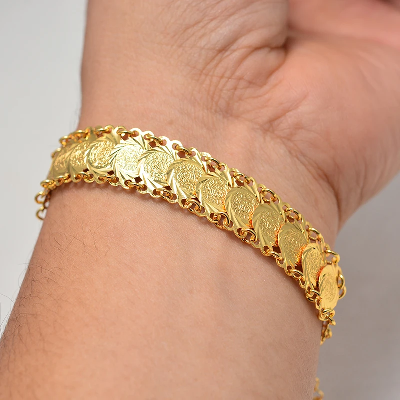 Gold Color Coins Bangles&bracelets For Women Men Money Coin Bracelet ...