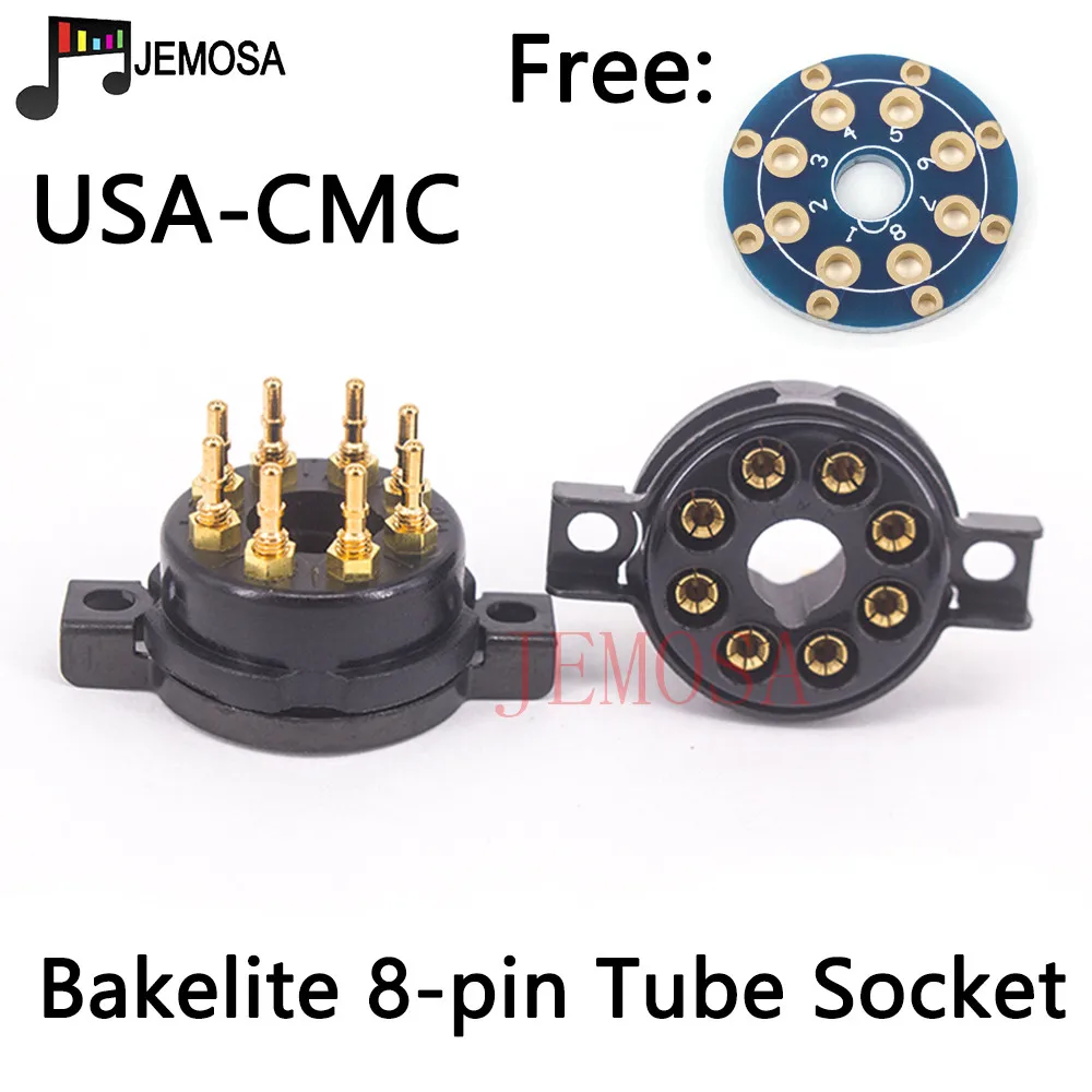 CMC Bakelite 8pin Tube Socket Gold Plated For KT88 EL34 5AR4 6L6 6CA7 ...
