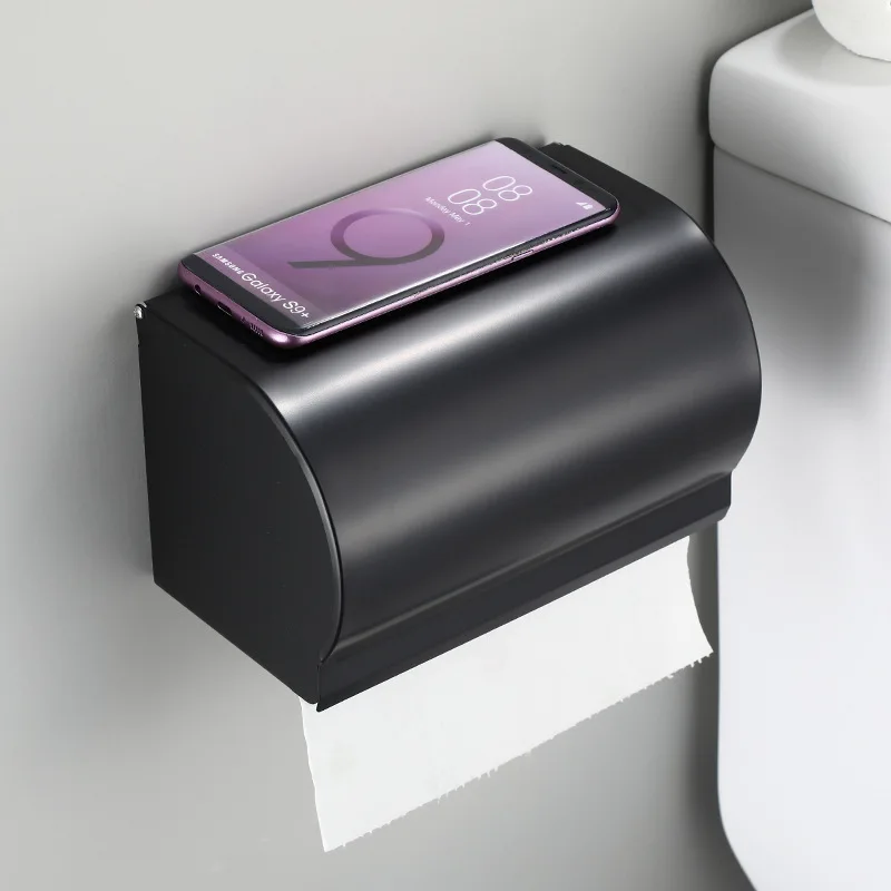 Bathroom Paper Holder Aluminum Black Bathroom Paper Roll Holder Brief ...