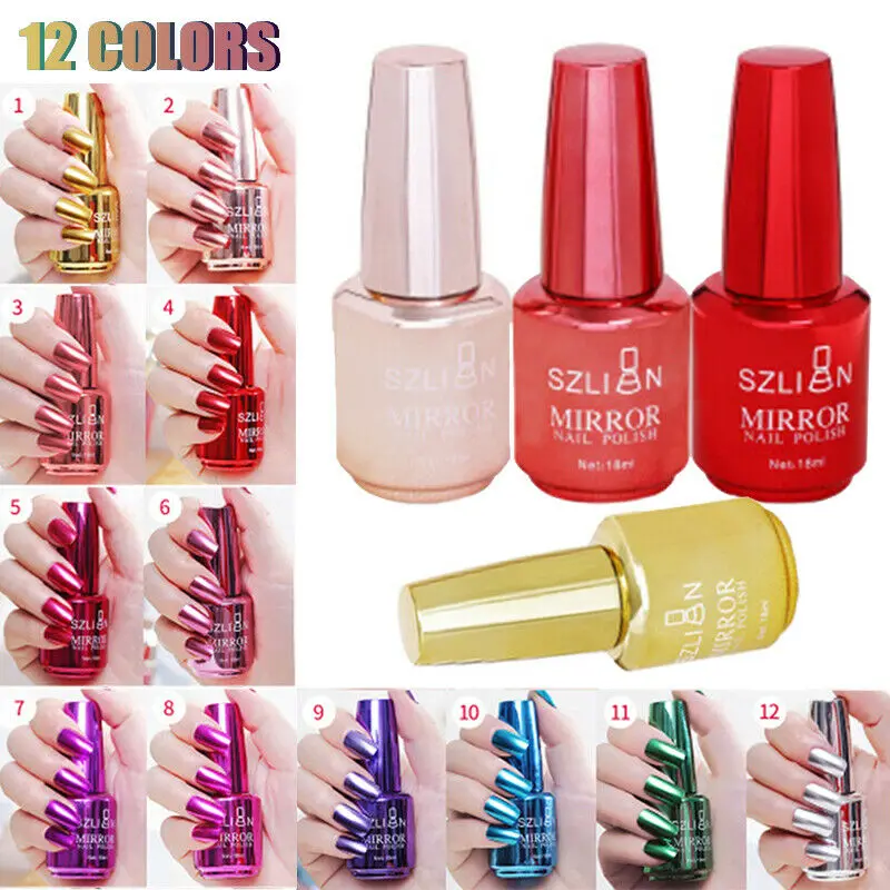Hot-12-Colors-Mirror-Nail-Polish-Magic-Mirror-Effect-Chrome-Nail-Art ...