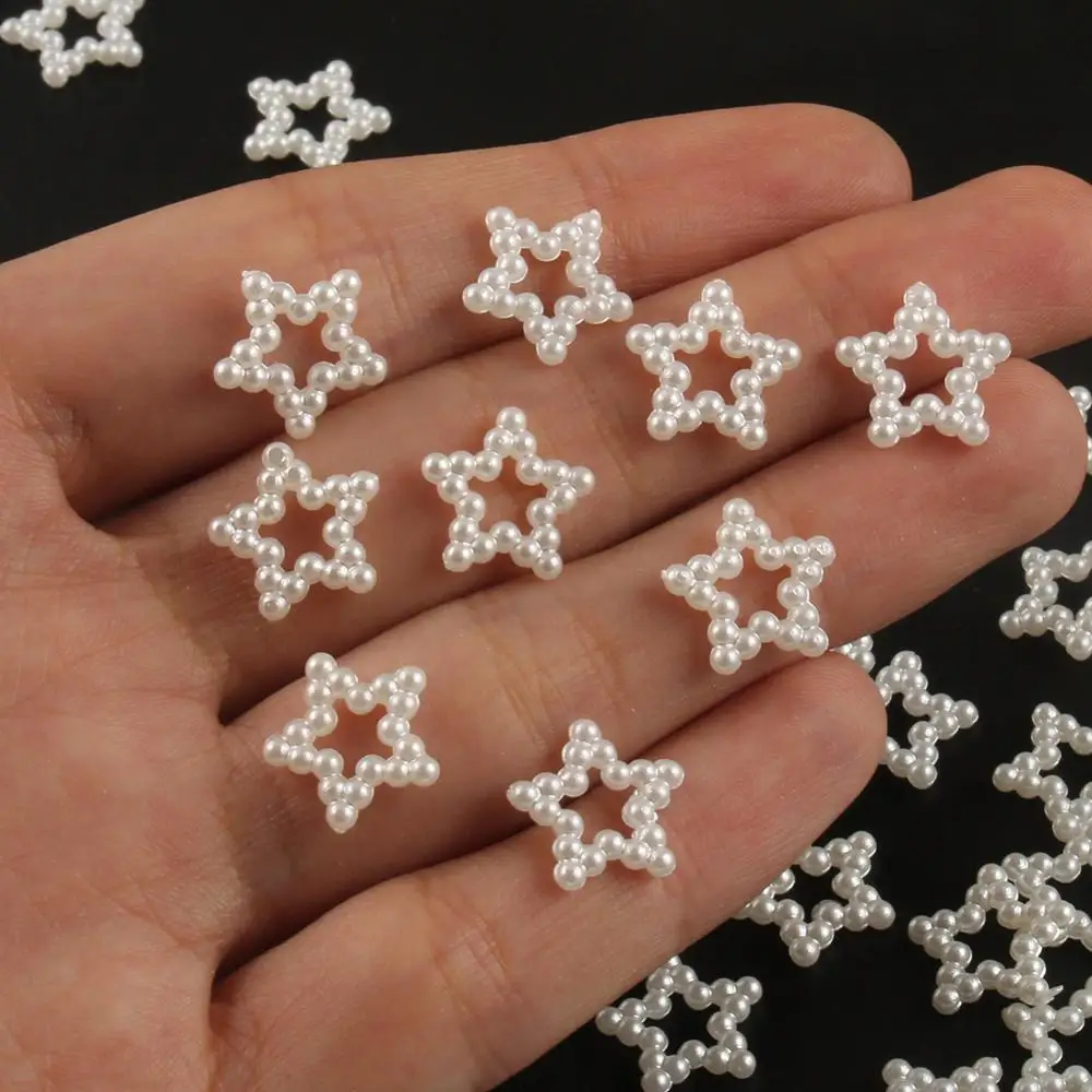 100/200pcs/pack White Color 12x12mm Star ABS Hollow Pearl Loose Beads ...