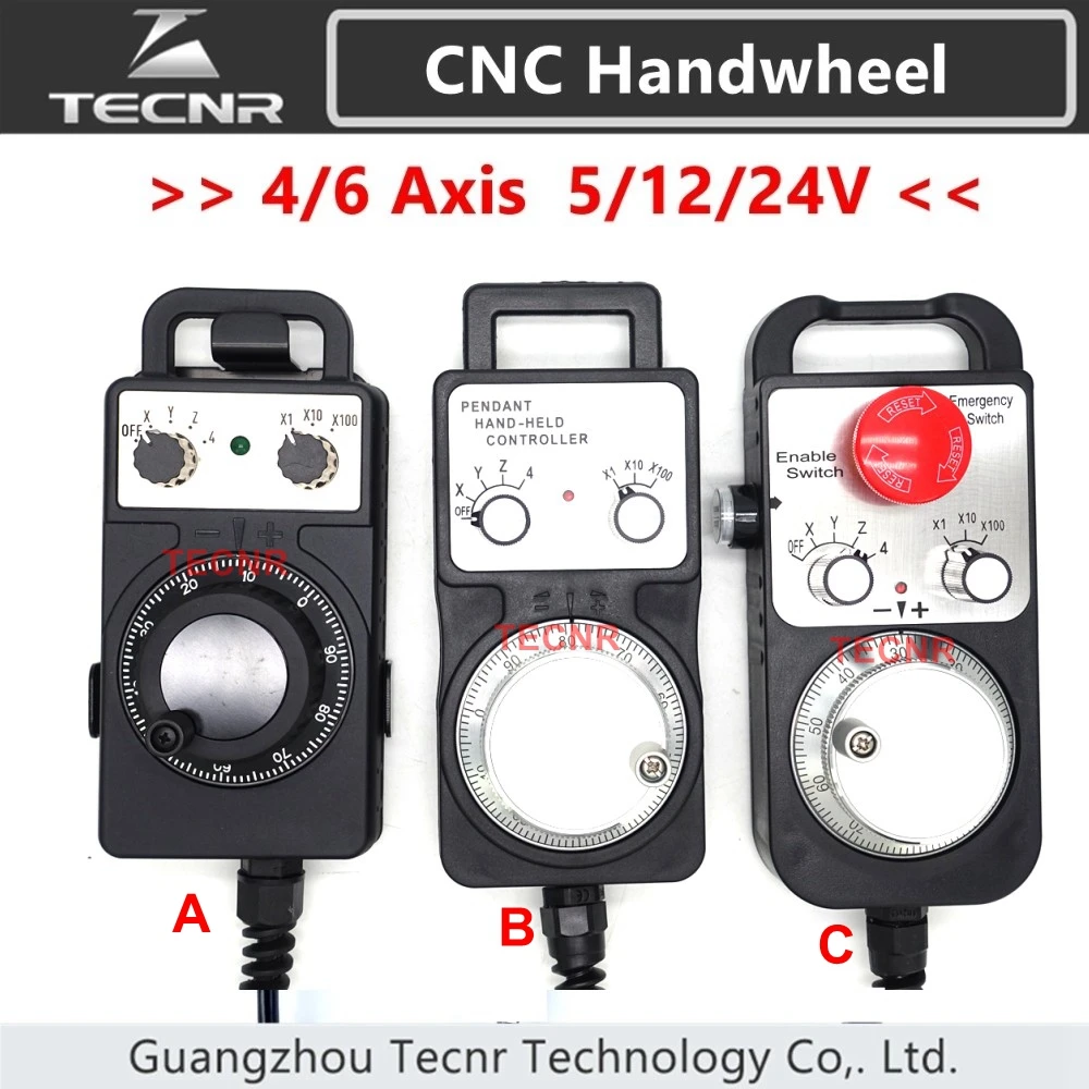 4 6 Axis MPG Universal Pendant Handwheel manual pulse generator 5V 12V ...