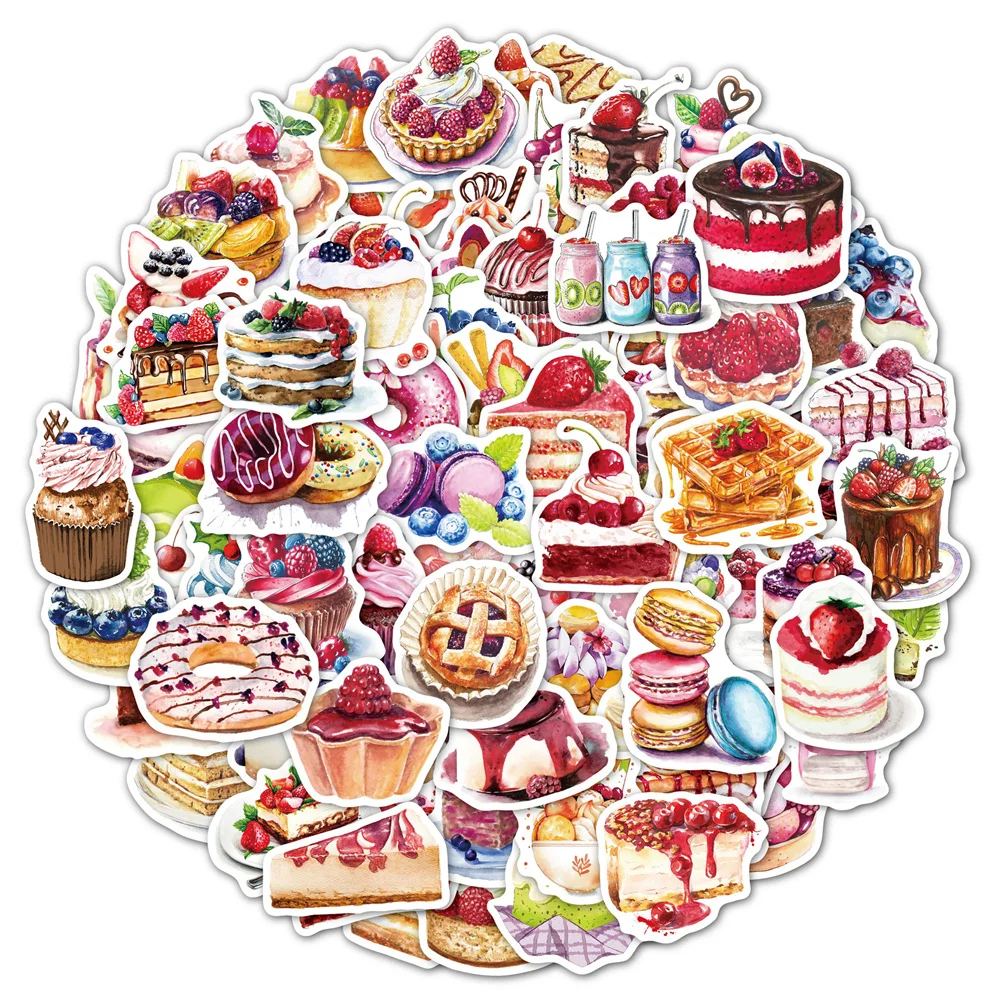 100pcs Delicious Cartoon Food Cake Stickers For Notebooks Stationary ...