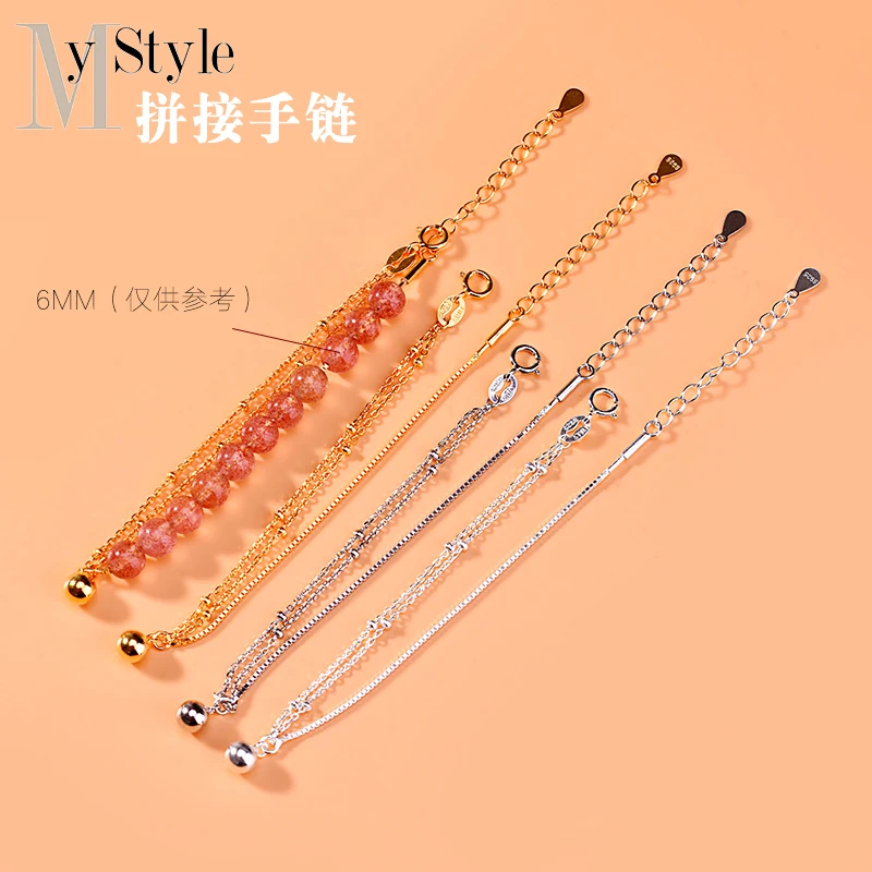 S925 فضة الكورية الصليب اللؤلؤ سلسلة مسمار الموضوع سوار اليدوية DIY بها بنفسك مطرز مجوهرات اكسسوارات