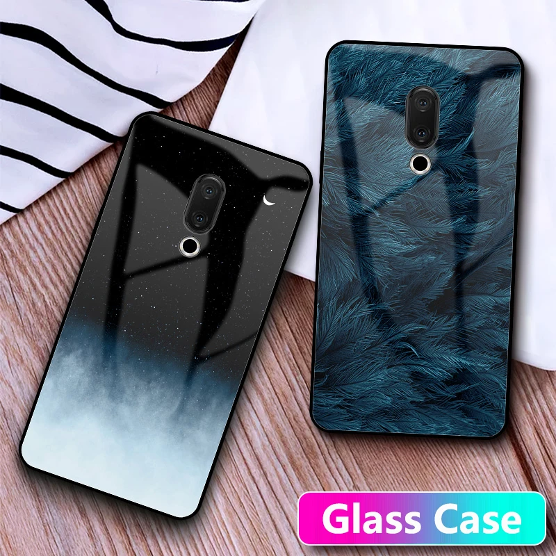 GFAITH-Tempered-Glass-Case-For-Meizu-16-16TH-Feather-Print-Cover-For ...