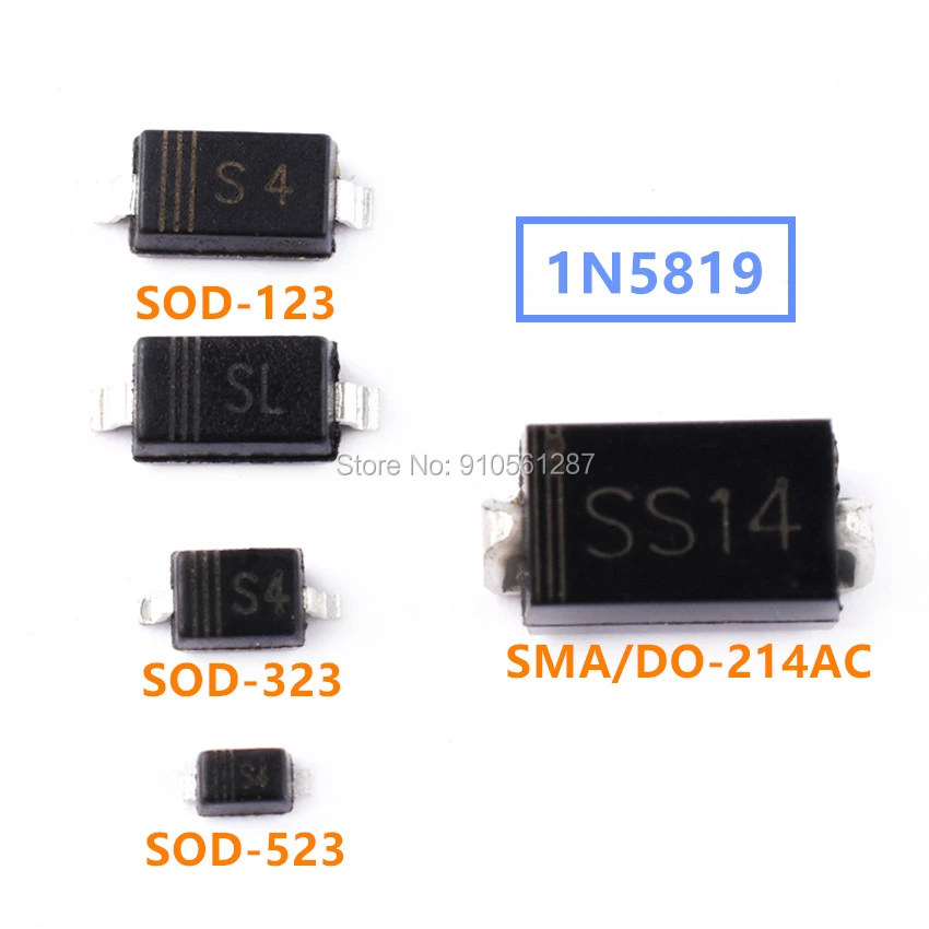 Smd Schottky Rectifier Diode 1n5819 Marking S4 Sl Ss34 Sod-523/323/123 Sma Do-214ac - Ballasts ...