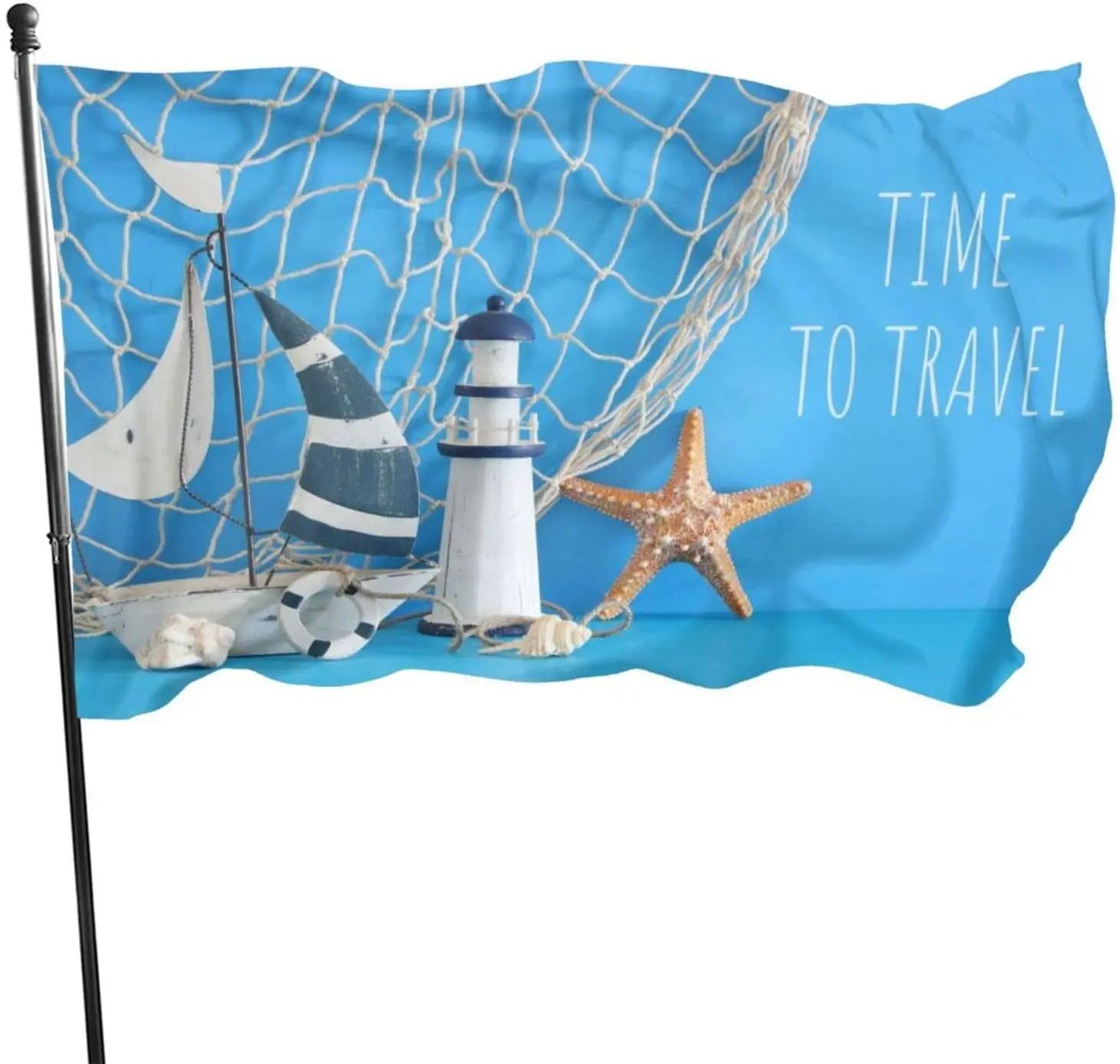 Sailboat Lighthouse Starfish Seashells Fishnet Flag Garden Yard House ...