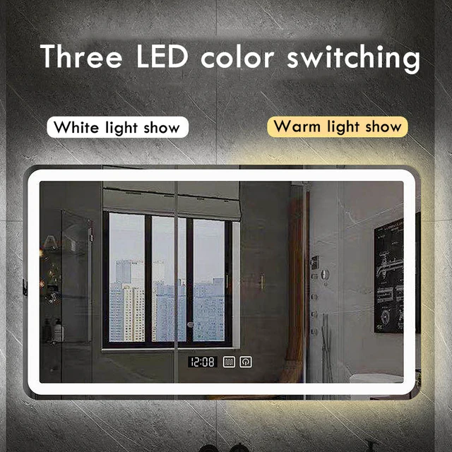 50X70cm Rectangular Smart Demist Bathroom Mirror 3 Color Adjustable LED ...