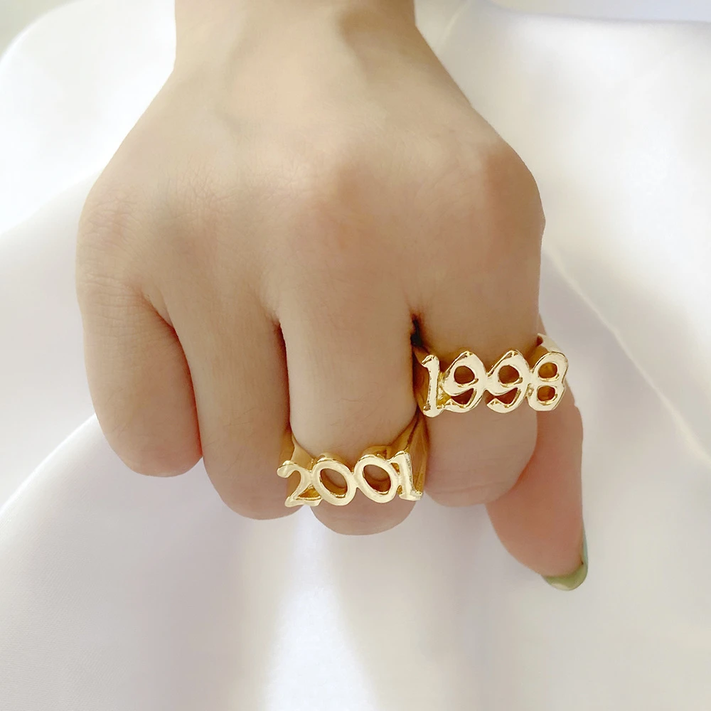 1991-2005 Birth Year Number Rings For Women Men Gothic Birthday Date ...