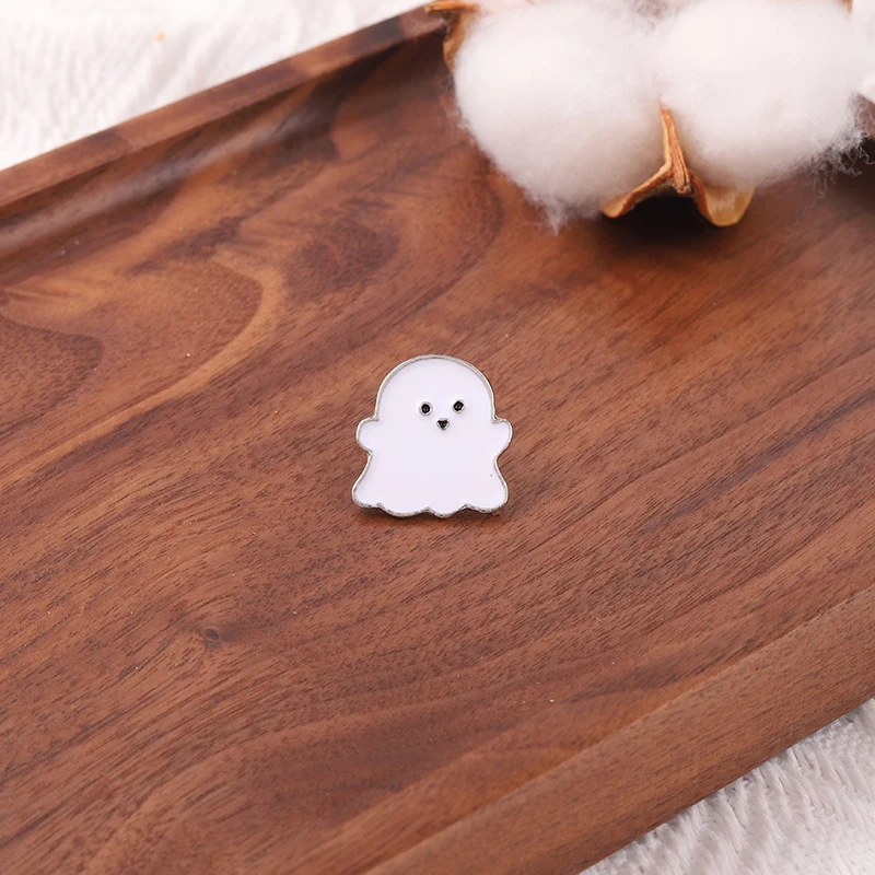 White Ghost Metal Custom Enamel Pin Cute Brooch Lapel Clothes Bag Pin ...