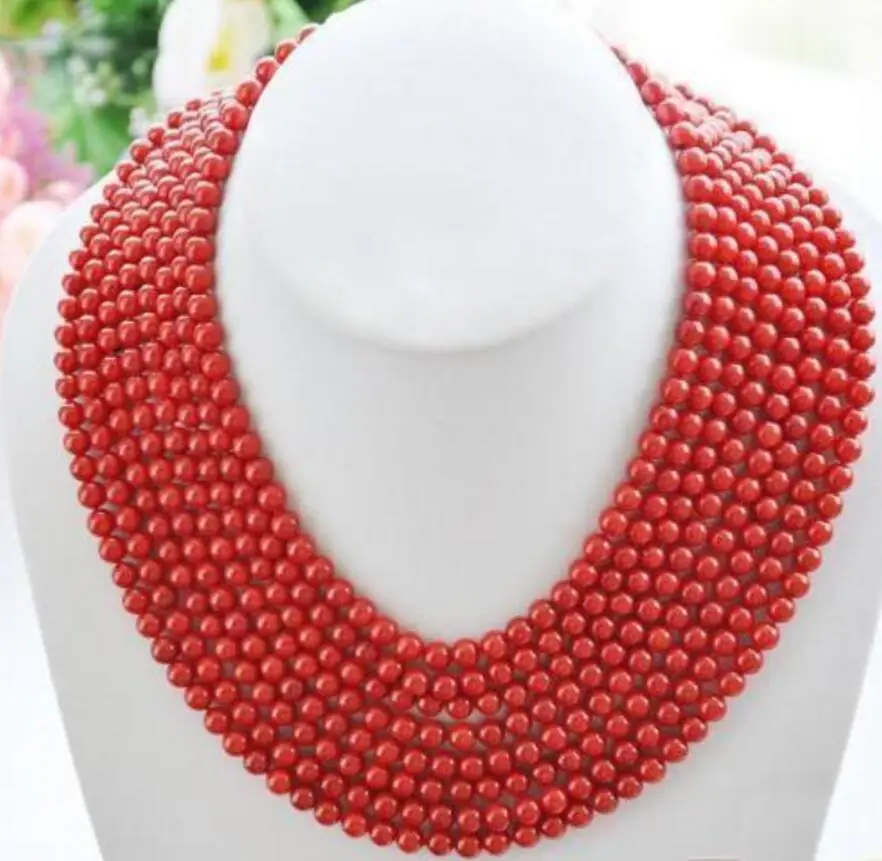 Collar de CORAL rojo auténtico del Mar del Sur, 100 pulgadas, AAA, cierre de oro de 14K, Envío ...