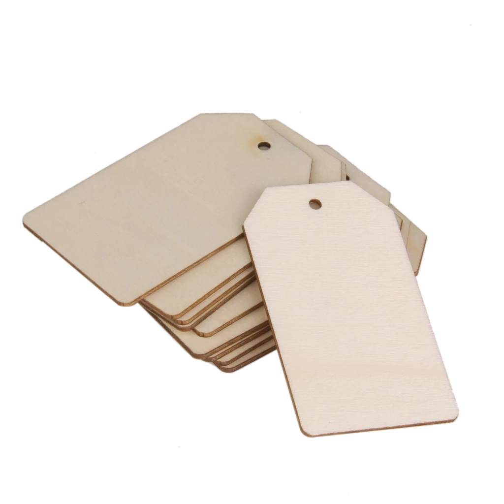 10pcs Unfinished Wood Tag Wooden Gift Tags with Hole, Natural Rustic ...