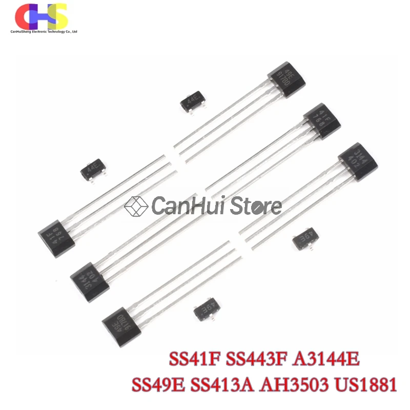 10pcs Ss41f Ss443f A3144e Ss49e Ss413a Ah3503 Us1881 Hall Effect Sensor Switch 41f 43f 44e 49e ...