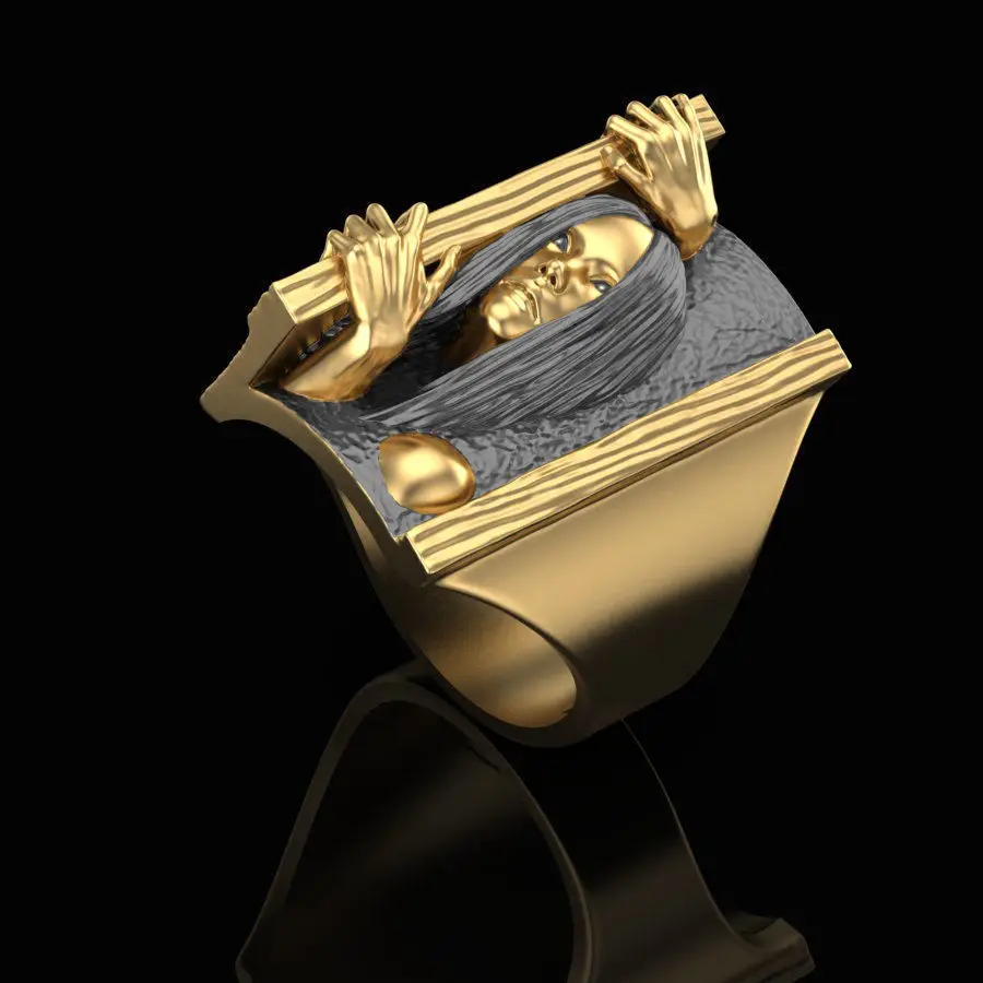 Hip hop Horror Movie Sadako Ring Men and Women Exaggerated Punk ...