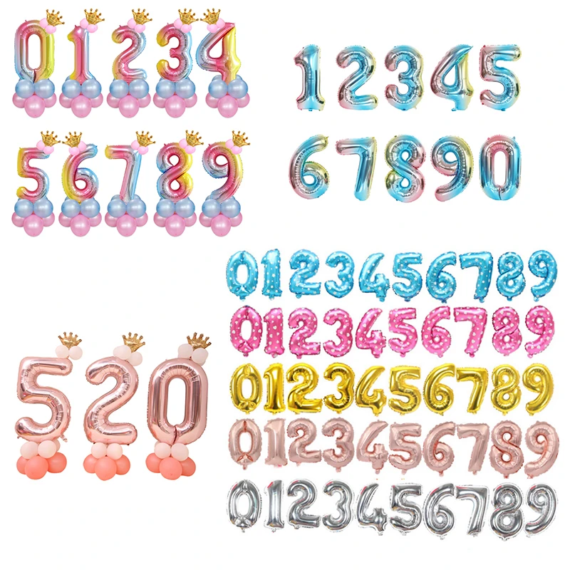 Number Balloons Party Decoration Baby Shower Pink Blue Rainbow Party ...