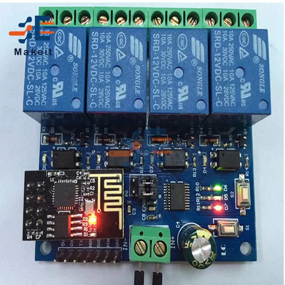 DC-12V-4-Channel-ESP8266-ESP-01-Relay-Board-Module-ESP-01-WIFI-Module ...