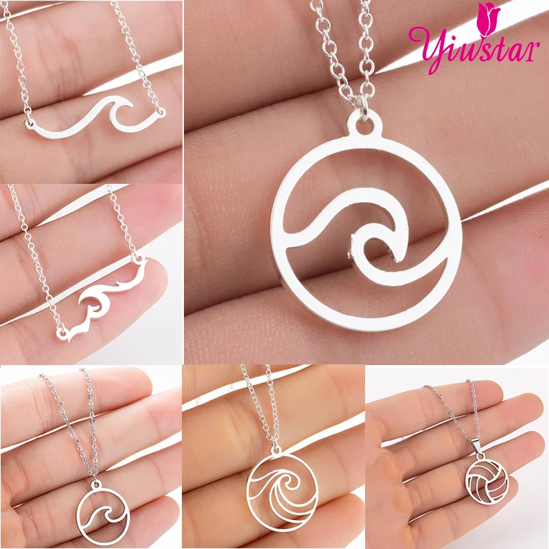 Neue Mode Edelstahl Runde Anhänger Surfer Strand Welle Anhänger Halskette Nautischen Frauen ...