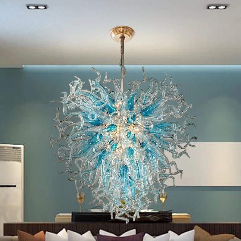 Hot Sale Blue Color Light Fixture High Hanging Hand Blown Glass ...