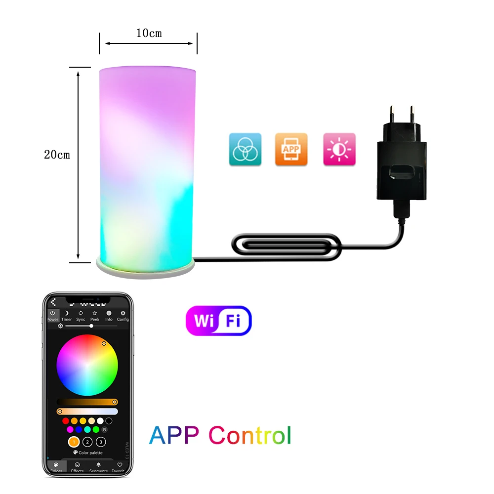 Wled App Wifi Control Smart Table Lamp Touch Sensor Usb Colorful