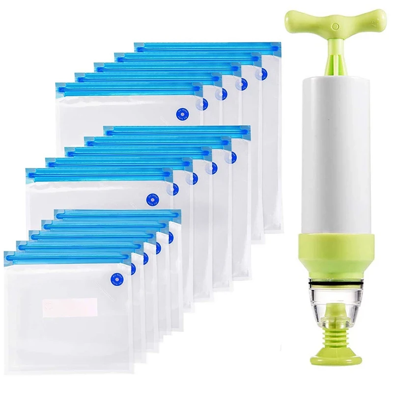 Reusable Bag Sets Food Storage Vacuum Seal Bags With Hand Pump Bag ...