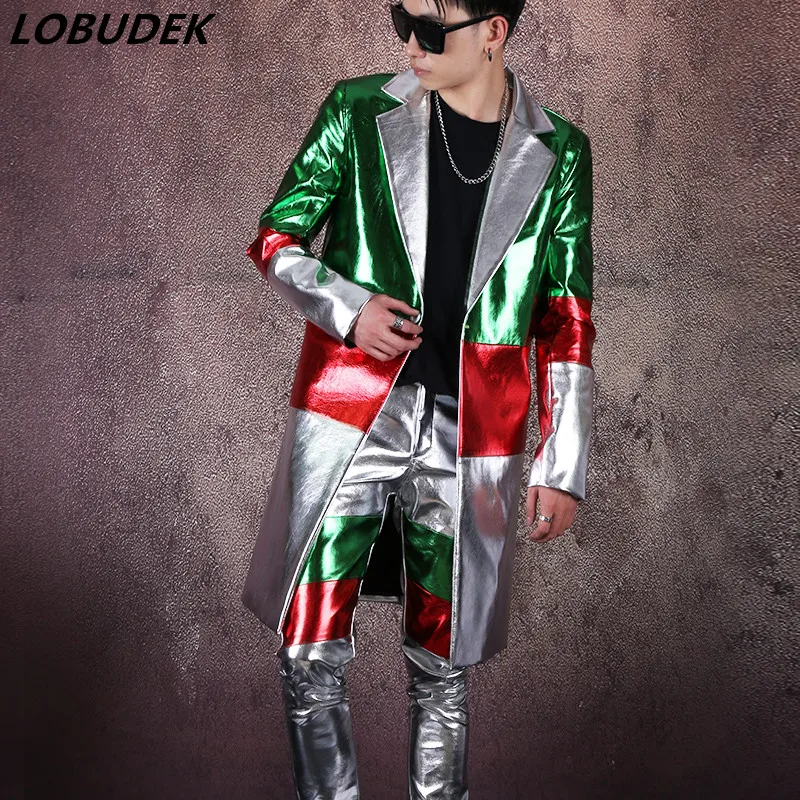 Fashion-Punk-Male-Singer-Stars-Concert-Costume-Silver-Men-s-Splicing ...