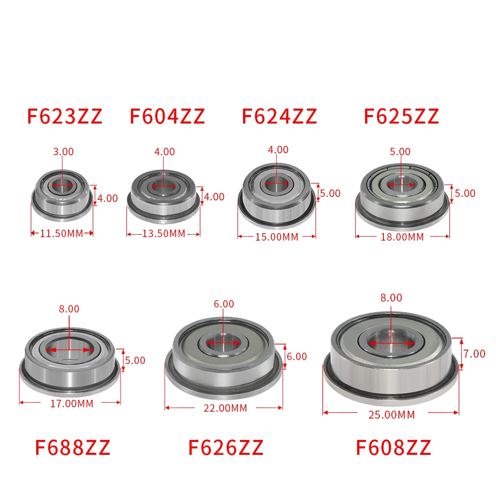 4pcs a Lot F625-2Z F625ZZ F625zz F625 zz Flanged Flange Deep Groove ...