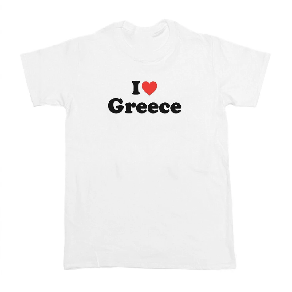 I Love Greece T- Shirt 100% Cotton Gift Tee Present Athens Greek Eu New Trends Tee Shirt - T ...