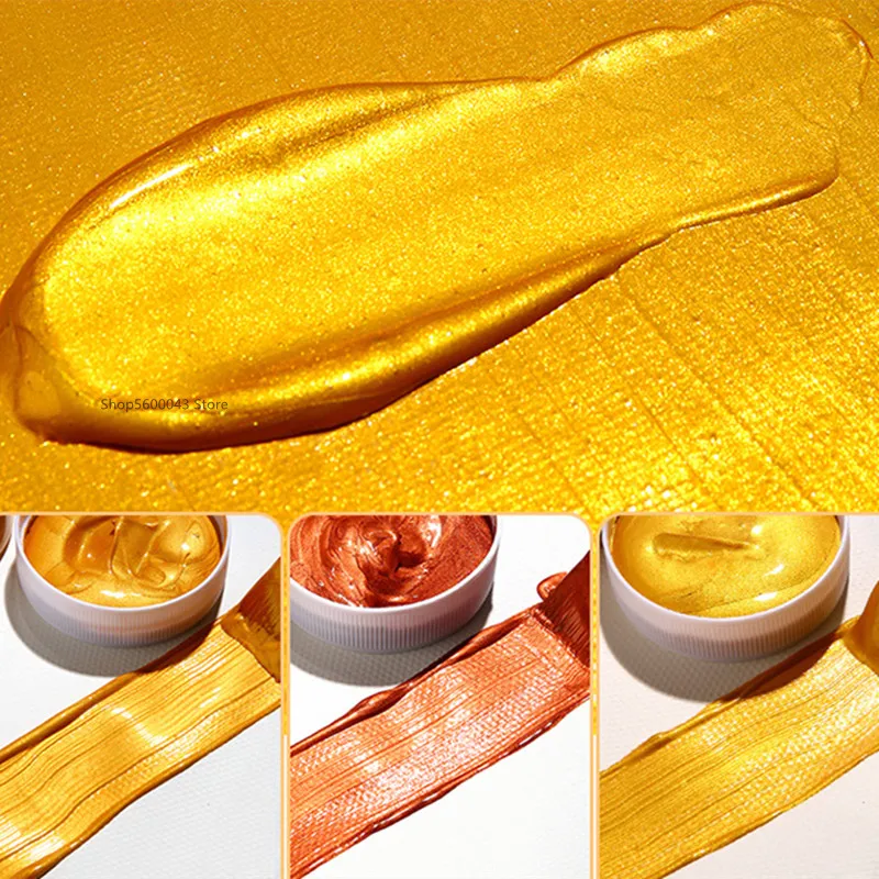 60ml Metallic Acrylic Paint Silver Gold Diy Hand Painted Wall Painting ...