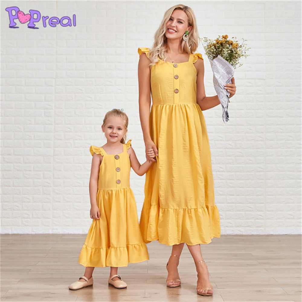 Popreal Parent-child Outfit Fashion Flying Sleeves Mom And Daughter ...