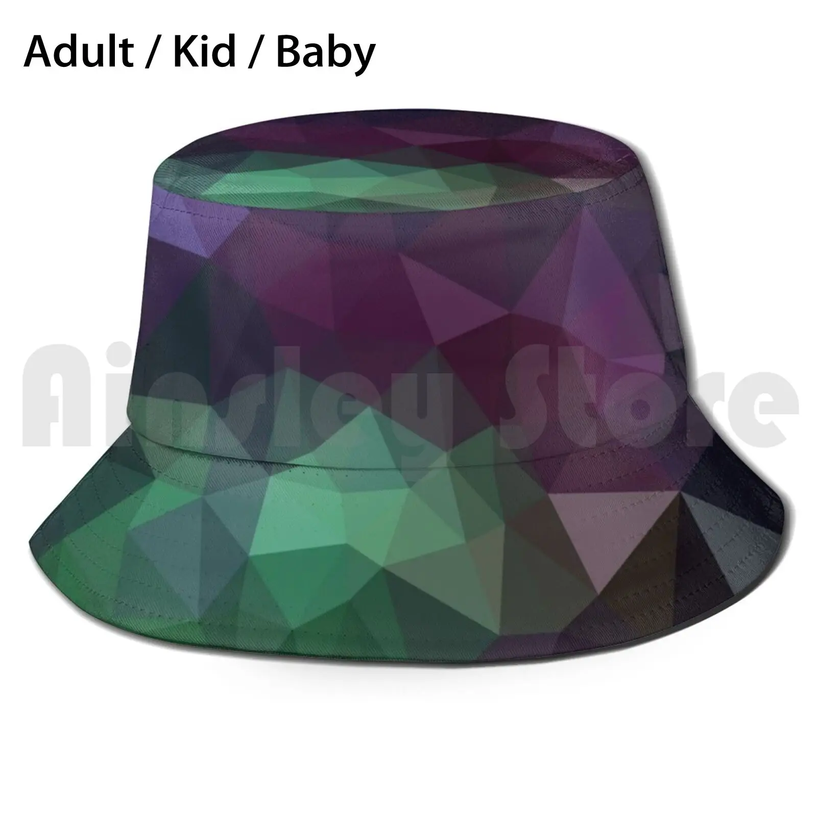 Green-And-Purple-Abstract-Crystalline-Fractal-Sun-Hat-Foldable-UV ...