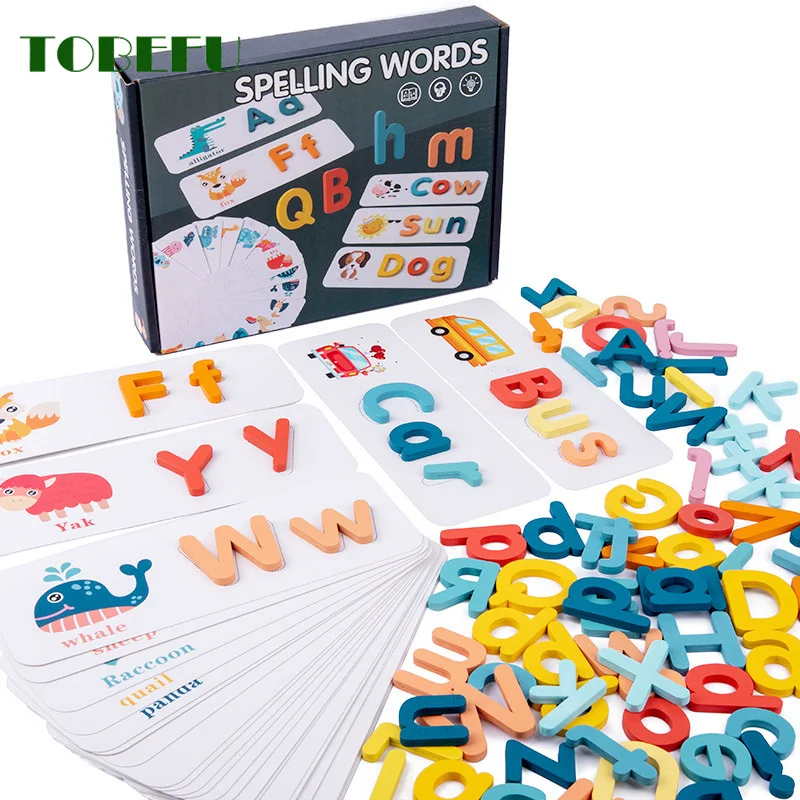Wooden Spelling Word Puzzle Game Educational Toy for Children English ...