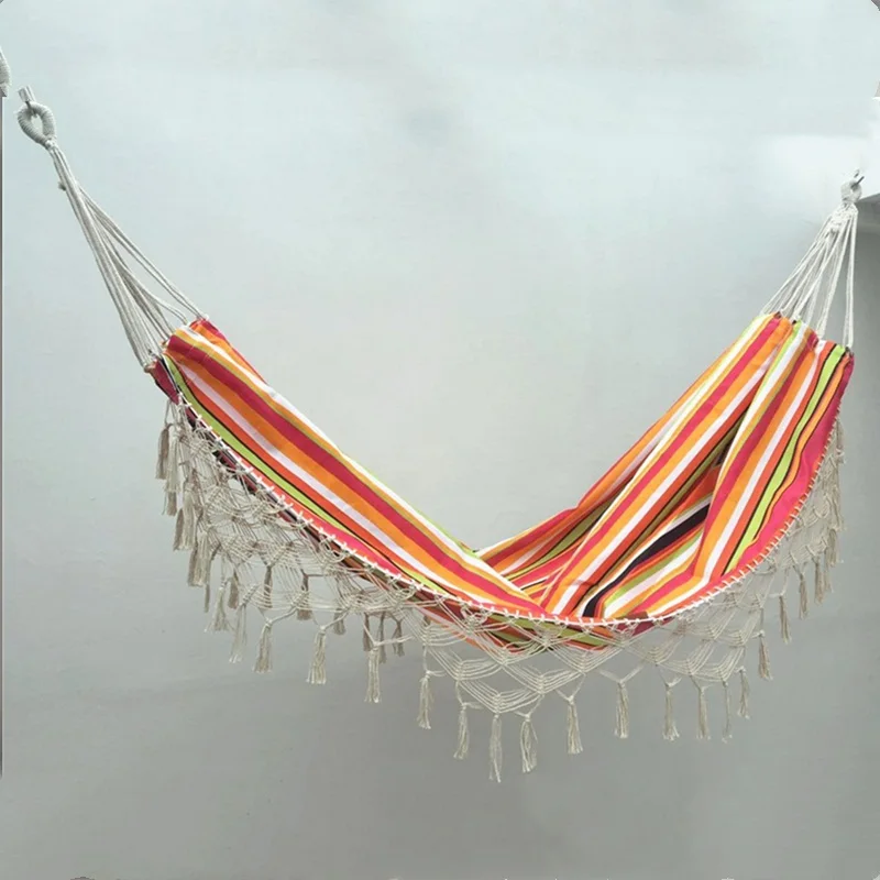 Hamaca brasileña Boho Fringe Macrame Doble Hamaca Columpio for la ...