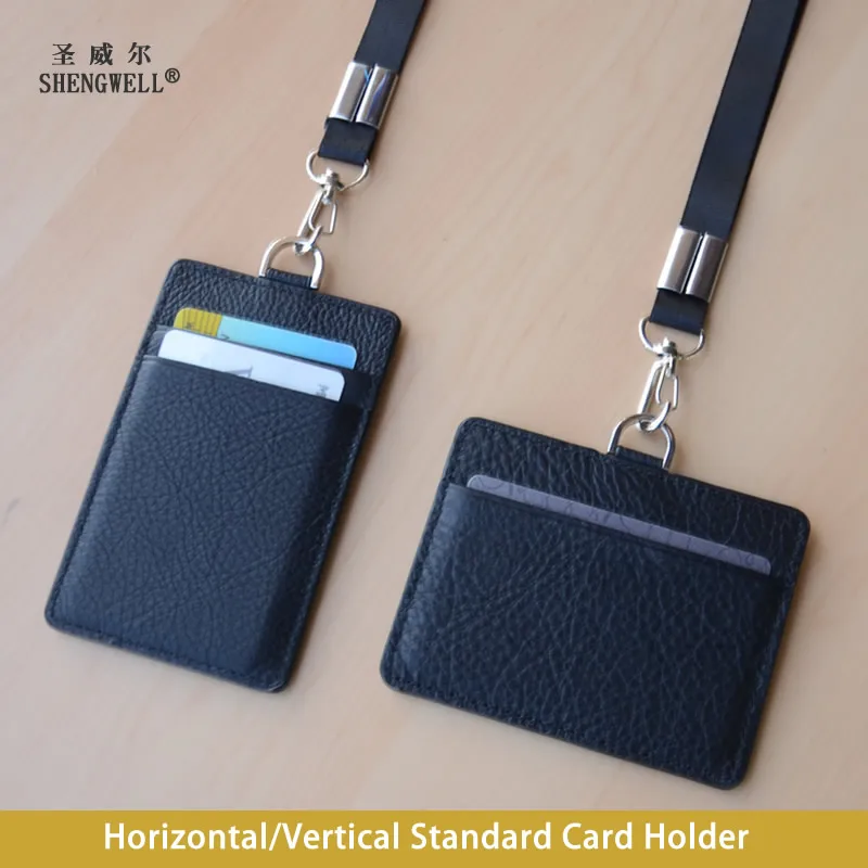 ID Card Badge Holder Genuine Leather Metro Bus Access Card Protect ...