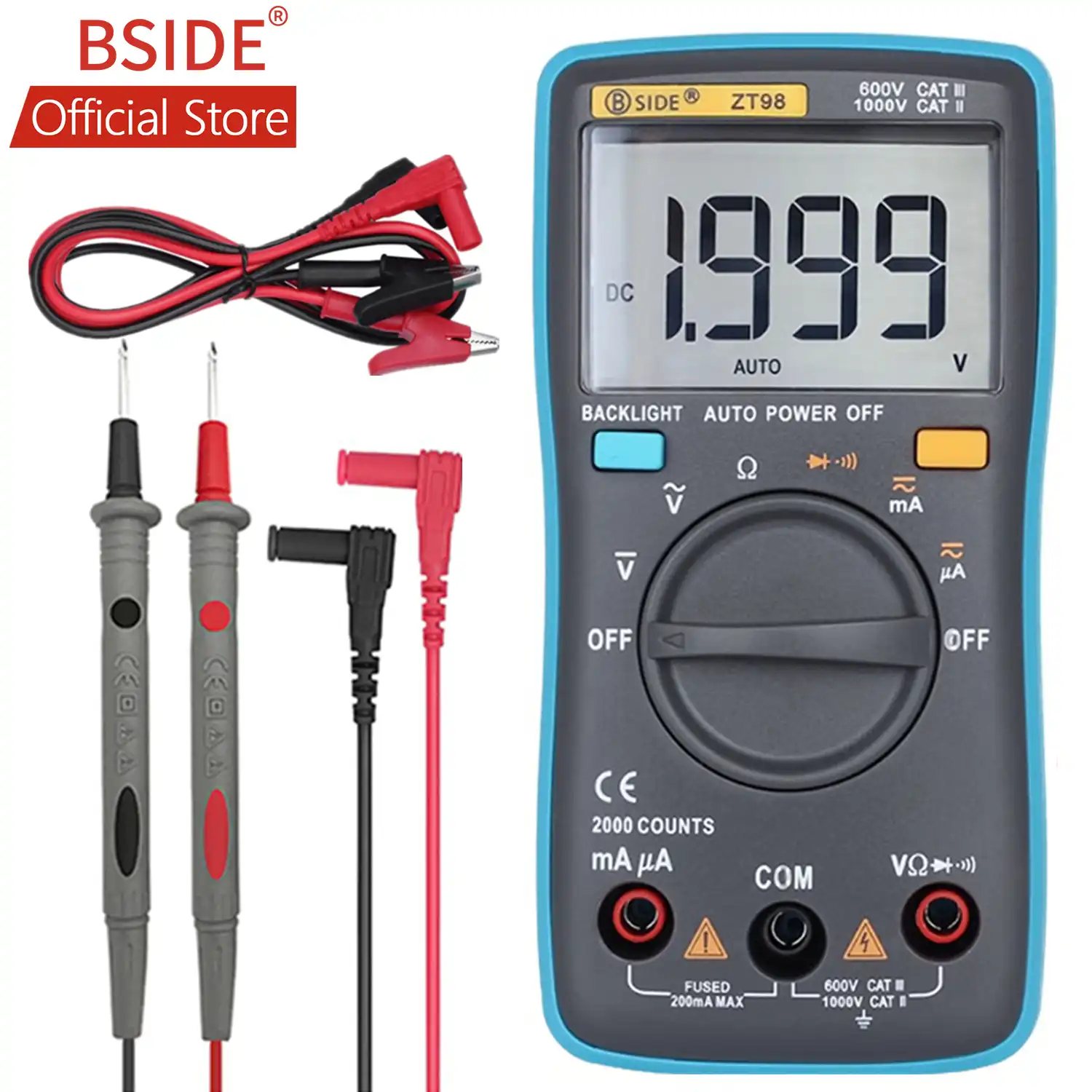 BSIDE multímetro Digital ADM62, valores eficaces auténticos, rango ...