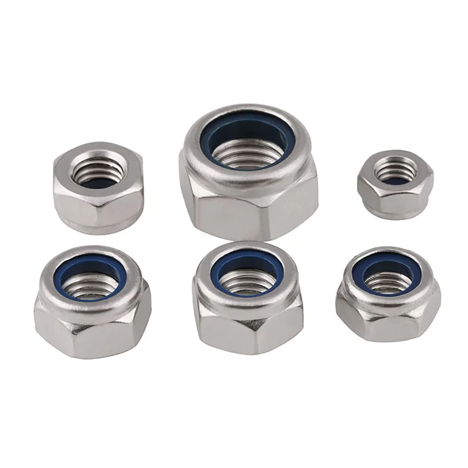 Fine Thread Hex Nylon Insert Lock Nut M8-M20 304 Stainless Steel DIN985 Fine Pitch Hexagon Self ...