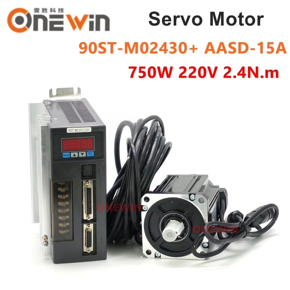 90ST-M02430 750W 220V AC servo motor driver kit 90mm 3000rpm 2.4N.m ...