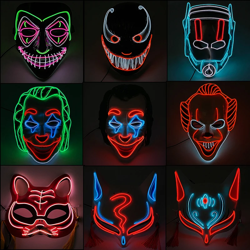Horror-Halloween-Neon-Mask-Clown-Mask-Cosplay-Party-Costume-Supplies ...