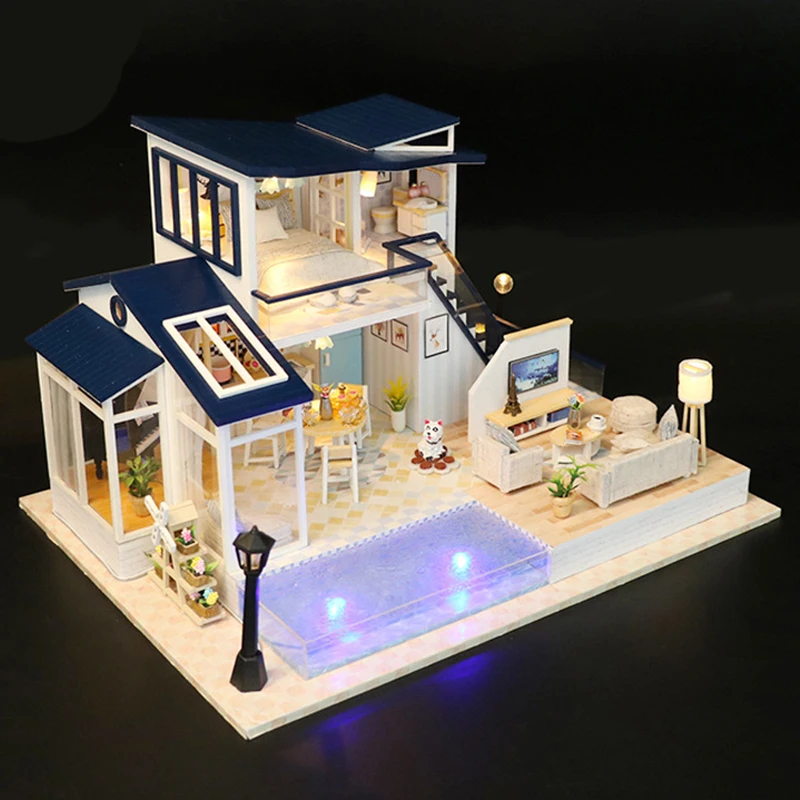 Big Dollhouse Diy Miniature Kit Roombox Aldult Assemble Model Miniature ...