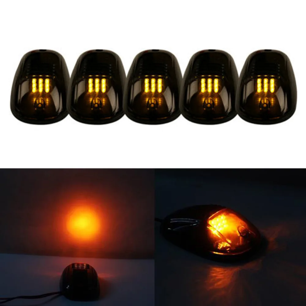 5pcs 9 LED Car Cab Roof Marker Lights For Truck SUV DC 12V Black Smoked ...