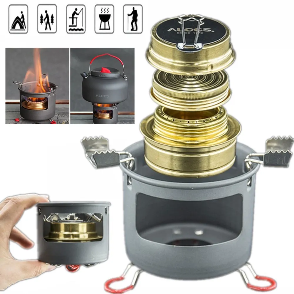 ALOCS Mini Cooking Spirit Burner Alcohol Stove with Stand for Outdoor ...
