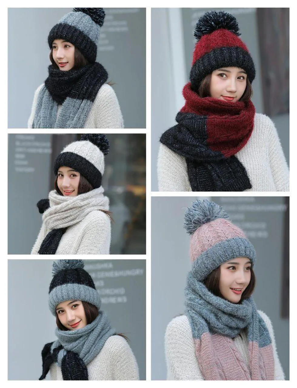 Calymel осень и зима новая женская вязаная шапка меховая шапка и шарф ...