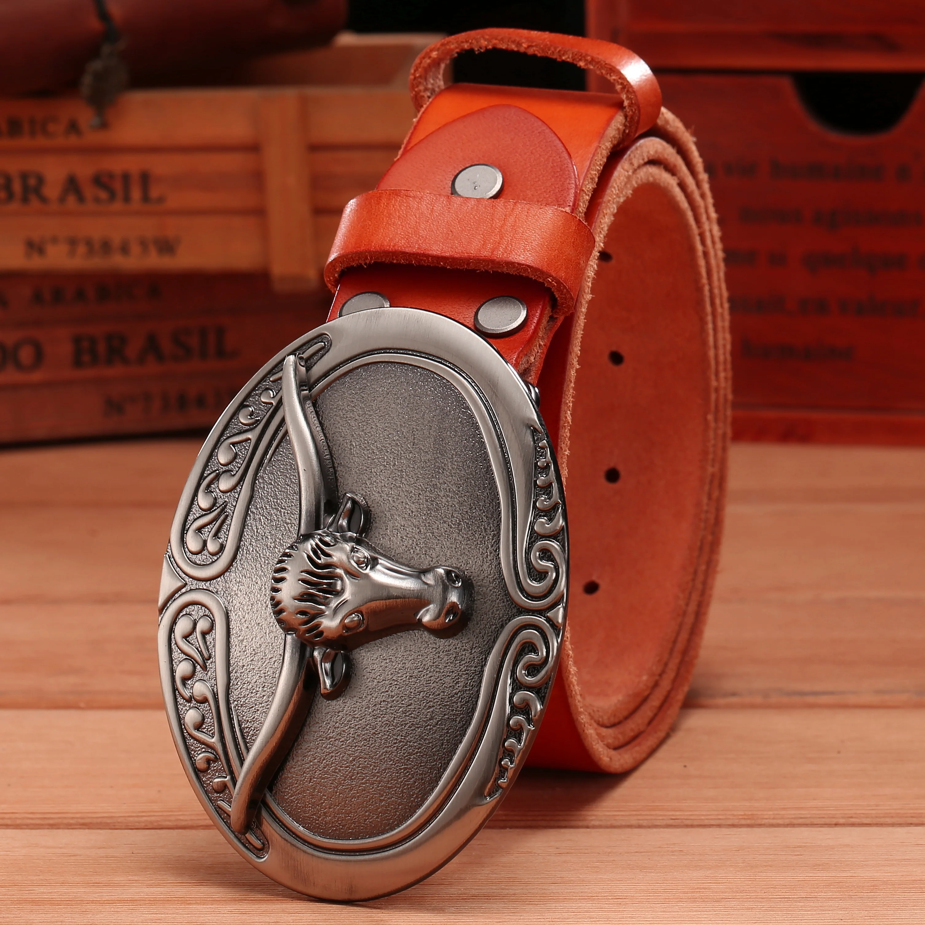 100% genuine leather Big Buckle Belt – martwells