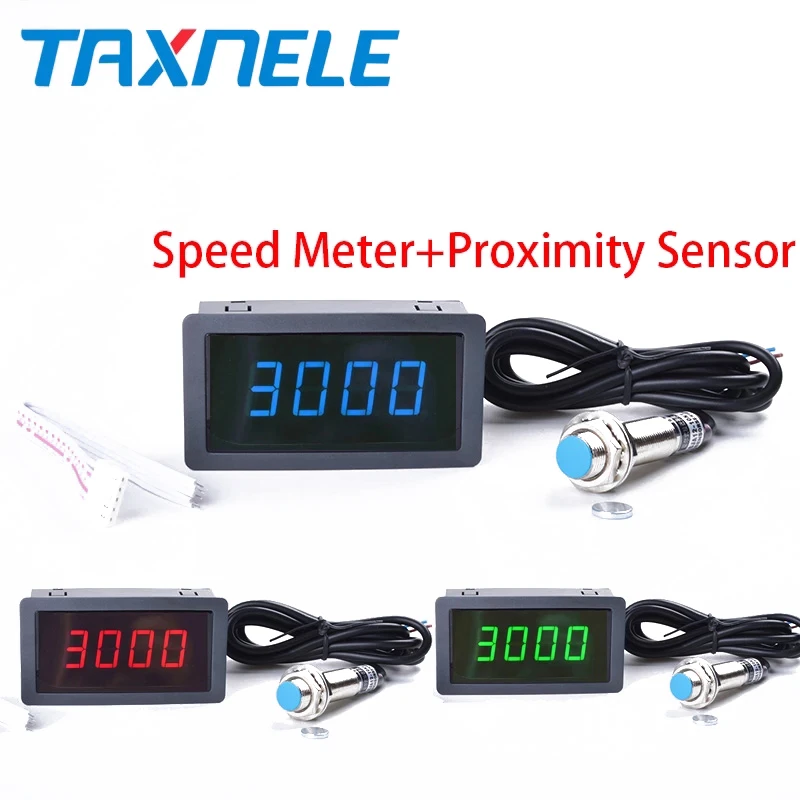 4 Digital Red Green Blue Led Tachometer Rpm Speed Meter+hall Switch ...