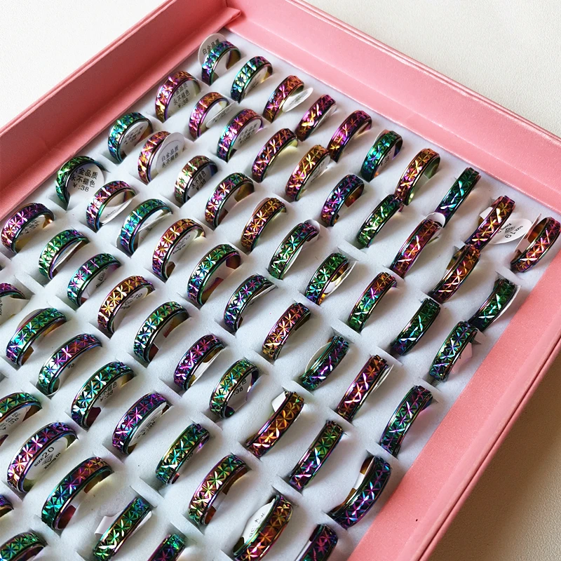 50Pcs-Wholesale-Bulk-Lots-Rotatable-Band-Rings-For-Women-Metal-Copper ...