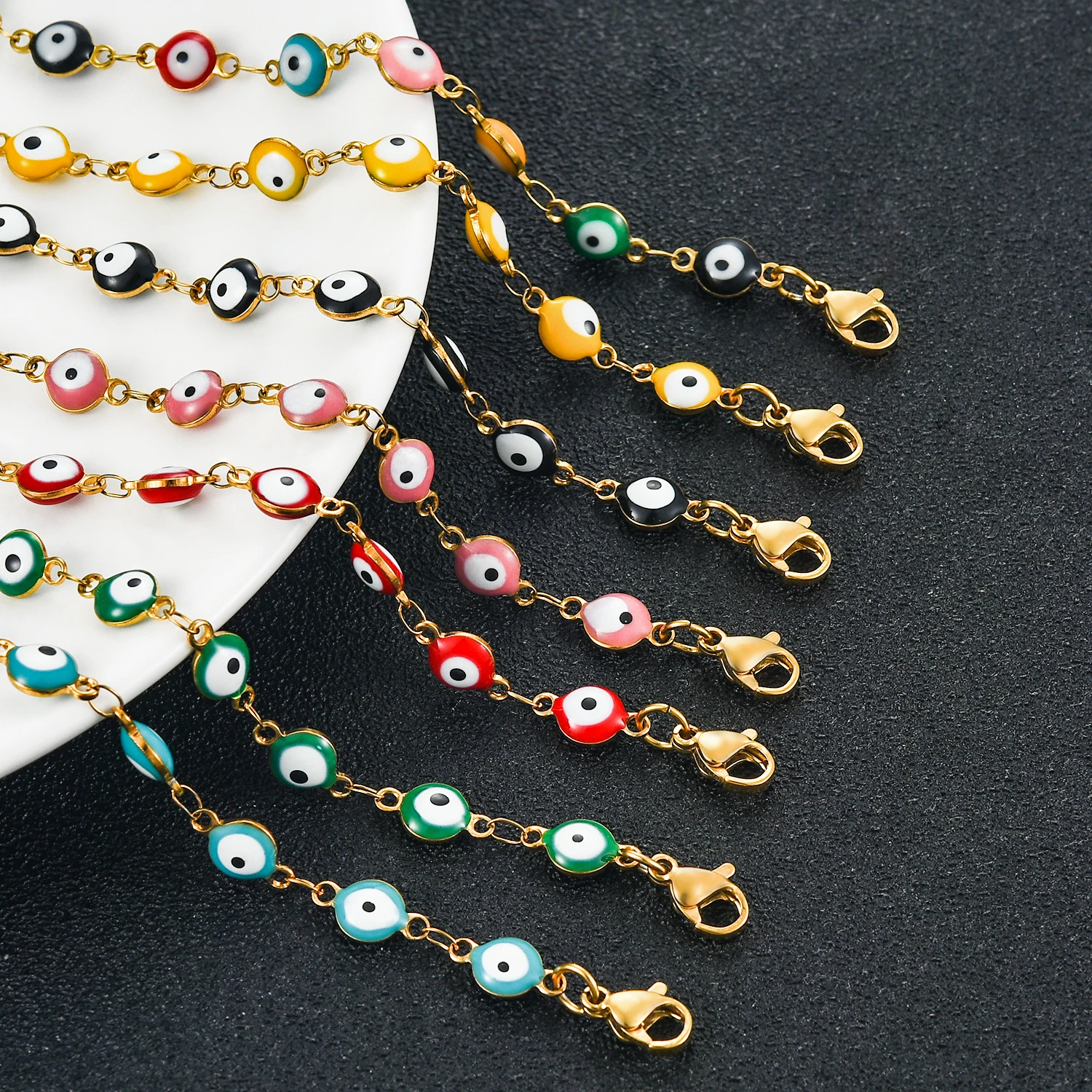 New Stainless Steel Ladies Chain Glasses Chain Evil Eye Can Be ...