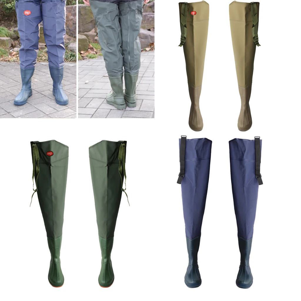 Waterproof Wading Boots Over Knee Hip Waders Thick Leg Wear Rain Boots ...