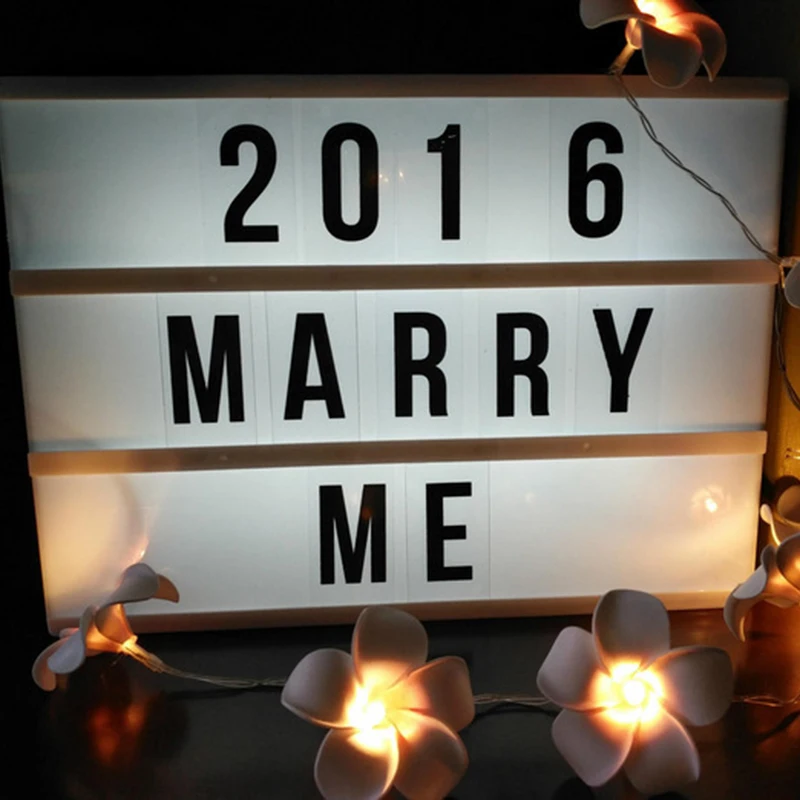 DIY Lightbox Number Symbols Emojis Gifts A4 Light Box Romantic LED ...
