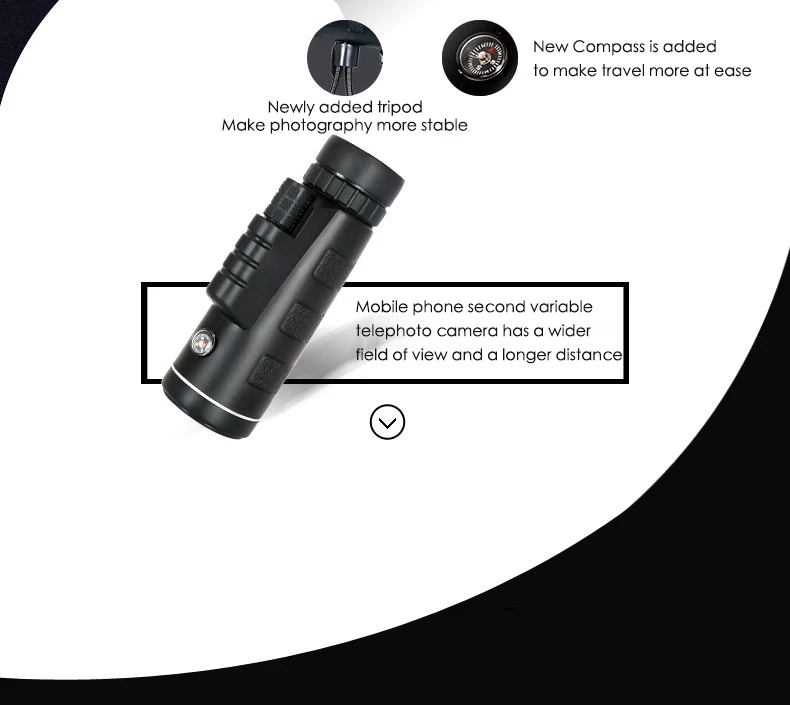 40X60 Professional Monocular Telescope Compass Full HD Lens Range ...