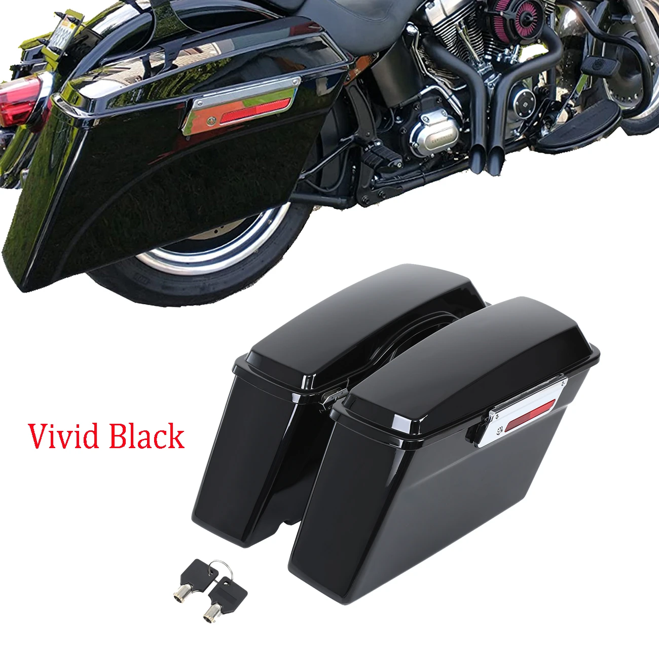 Honhill Motorcycle Stretched Extended Saddlebags Hard Bags For Harley ...